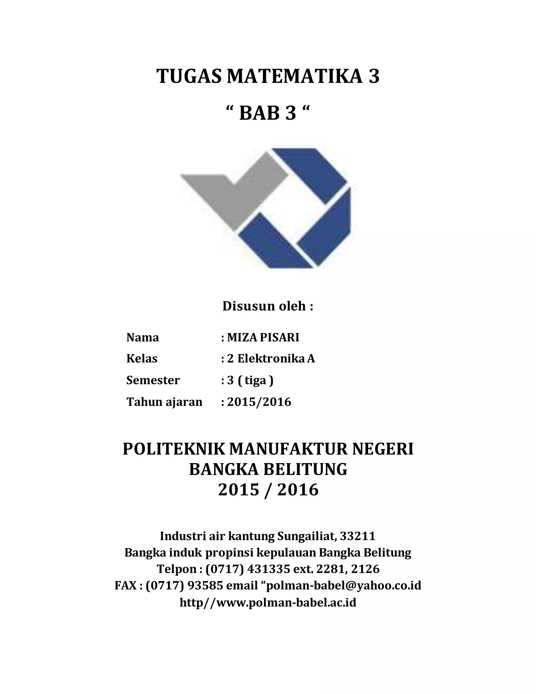 Tugas 4 matematika 3 | PDF