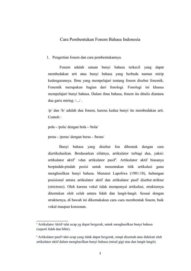 makalah mengenai cara pembentukan fonem | PDF