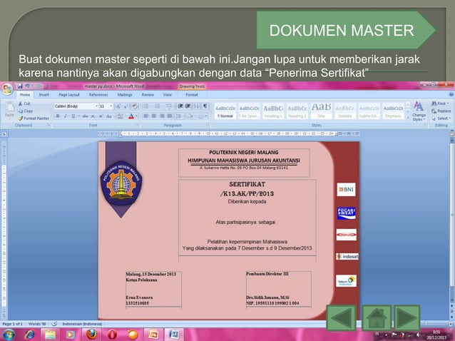 Cara Membuat Sertifikat dengan Mail Merge | PPTX