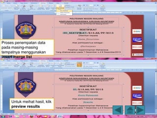 Cara Membuat Sertifikat dengan Mail Merge | PPTX