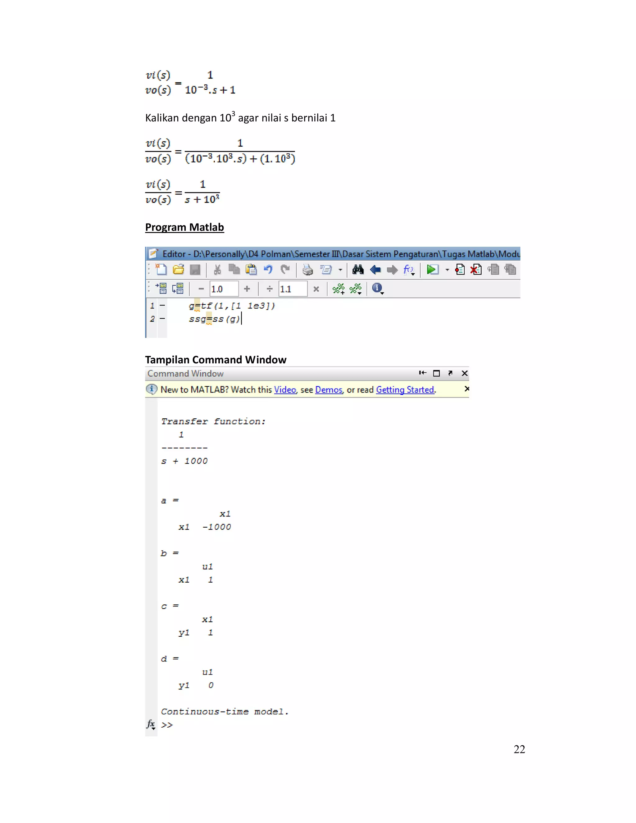 Dasar Sistem Pengaturan-Matlab | PDF