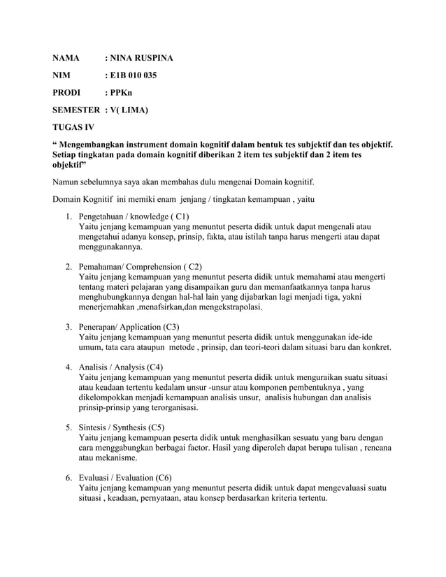 Tugas 4 evaluasi pembelajaran pkn | DOCX
