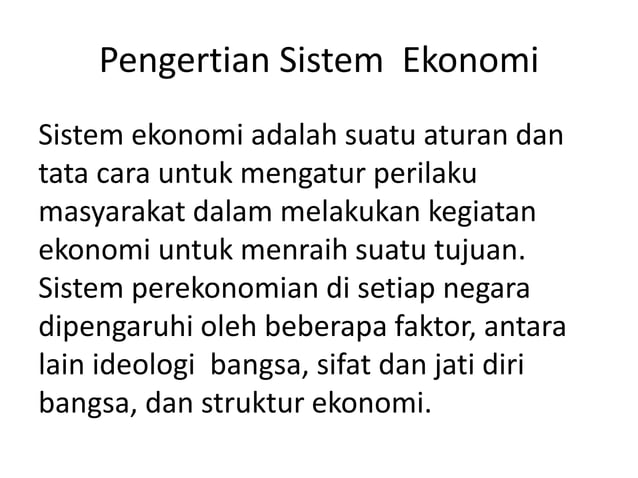 Sistem Ekonomi Indonesia | PPT