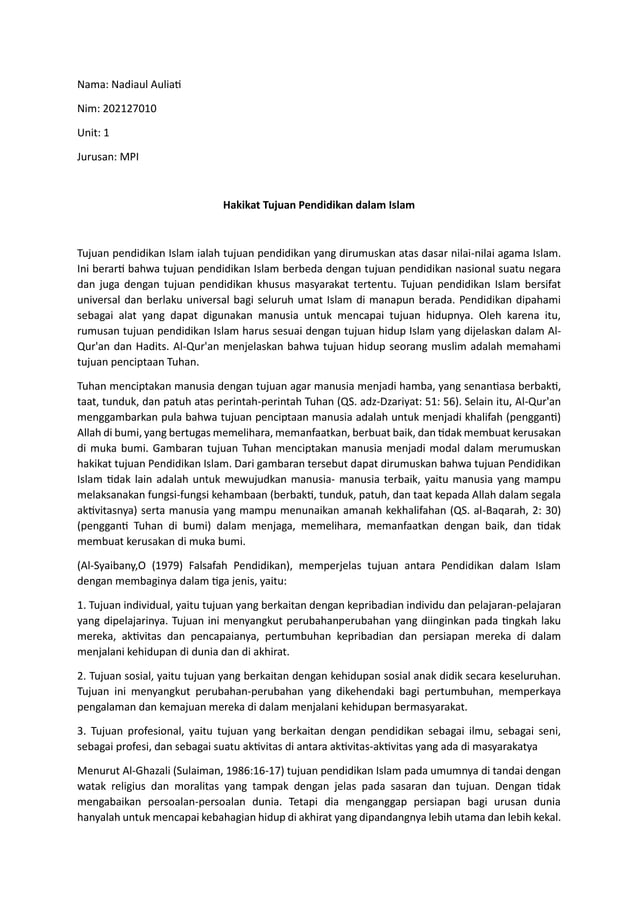 Hakikat Pendidikan Dalam Islam | DOCX