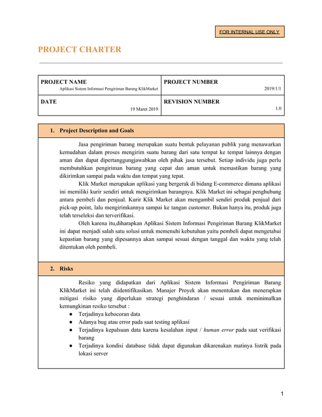 Tugas 5 project charter | PDF
