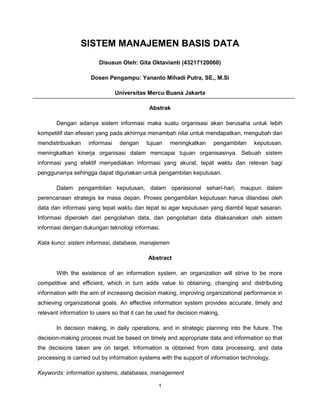 SISTEM MANAJEMEN BASIS DATA | PDF