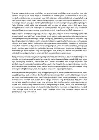 Hakikat Metode Pendidikan Dalam Islam | DOCX