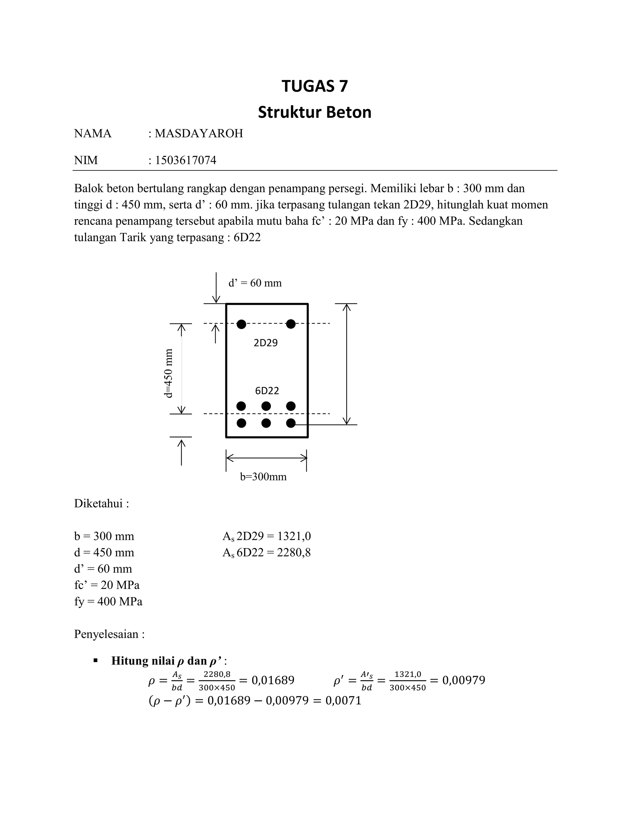 Tugas 7 Struktur beton 1 | PDF