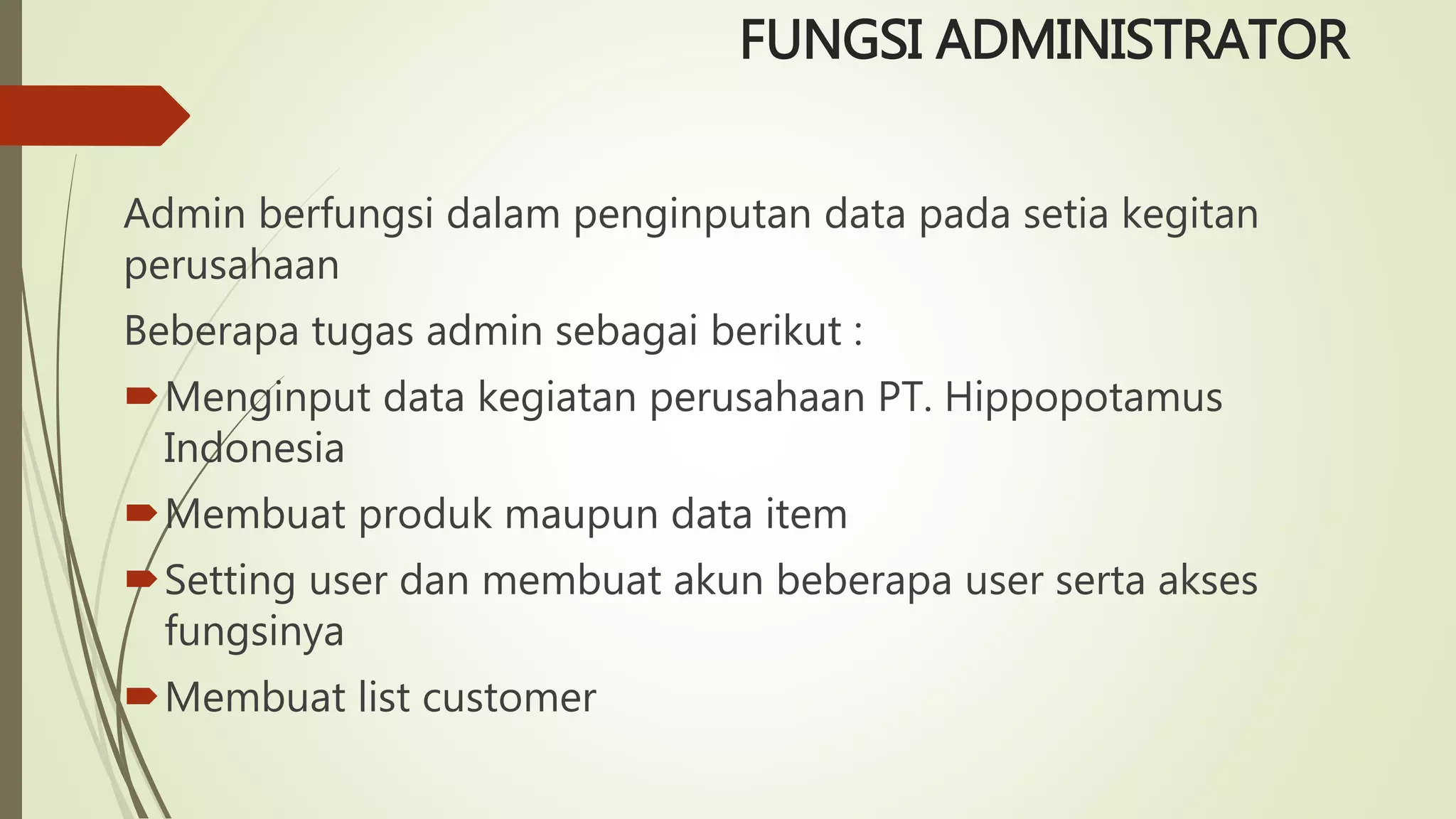 Fungsi Admin PT. HIPPO | PPTX