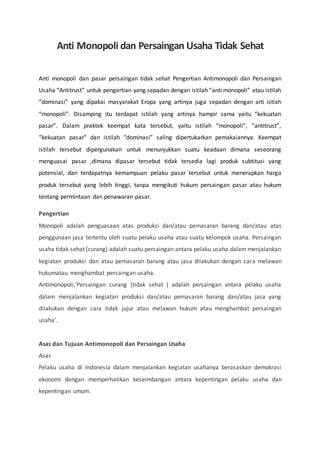 Tugas 8. hbl, hayyu safitri, hapzi ali, anti monopoli dan persaingan bisnis tidak sehat ...