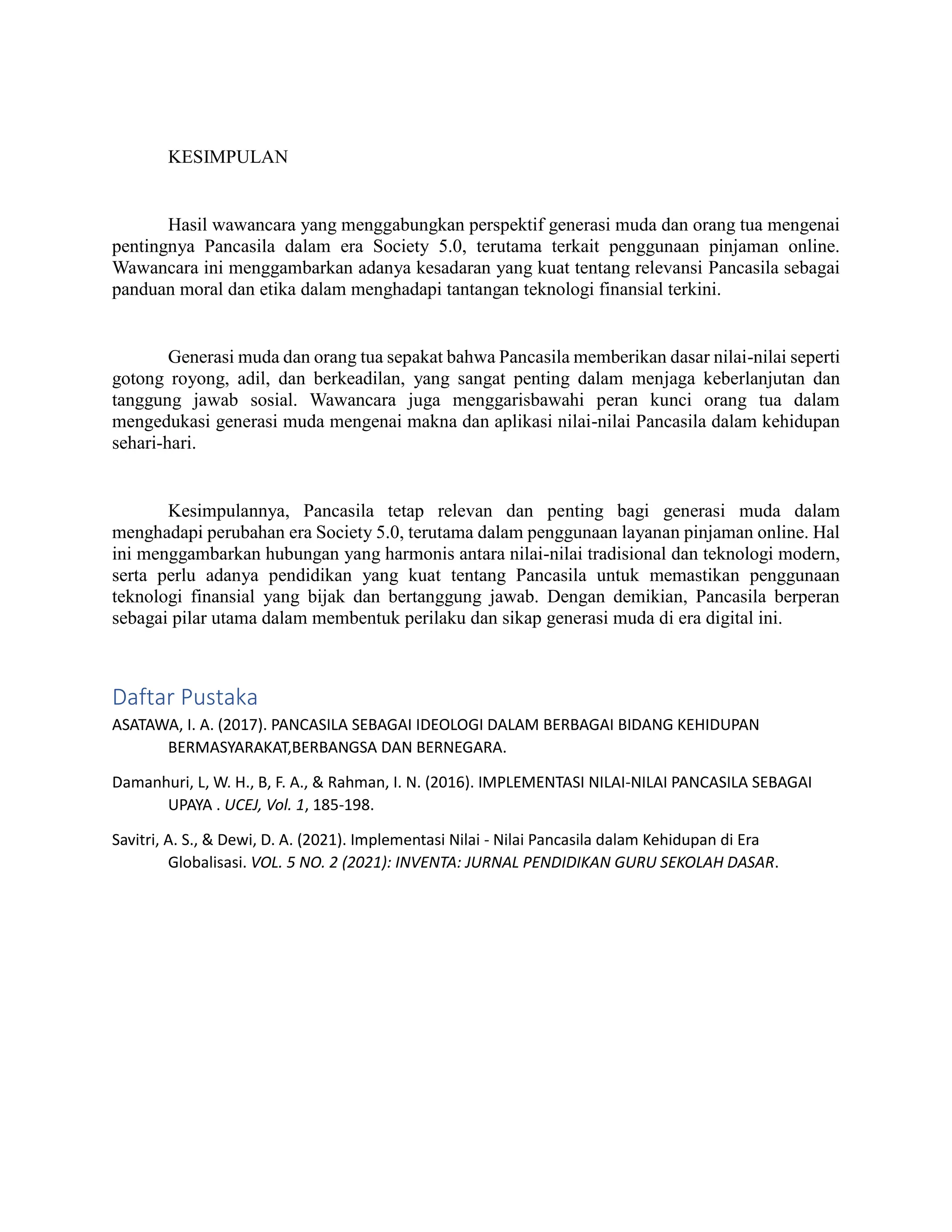 Implementasi Pancasila dalam Keputusan Keuangan Generasi Muda di Era ...