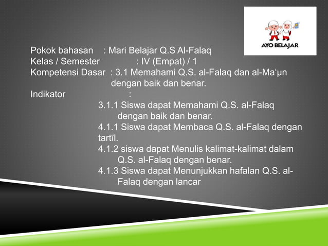 Tugas 9 PPT MARI BELAJAR Q.S AL-FALAQ KELAS 4.pptx