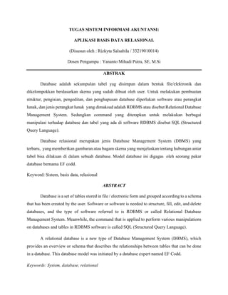 Tugas 9 sia aplikasi basis data relasional rizkyta salsabila 33219010014-converted | PDF