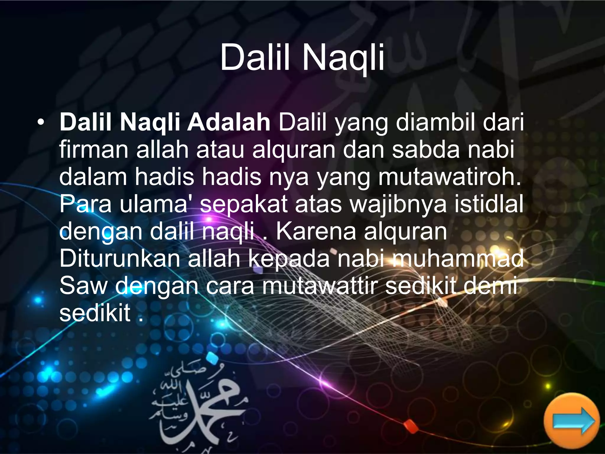 Bab 1 dalil aqli dan naqli | PPTX
