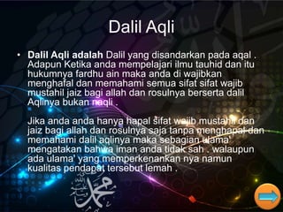 Bab 1 dalil aqli dan naqli | PPTX