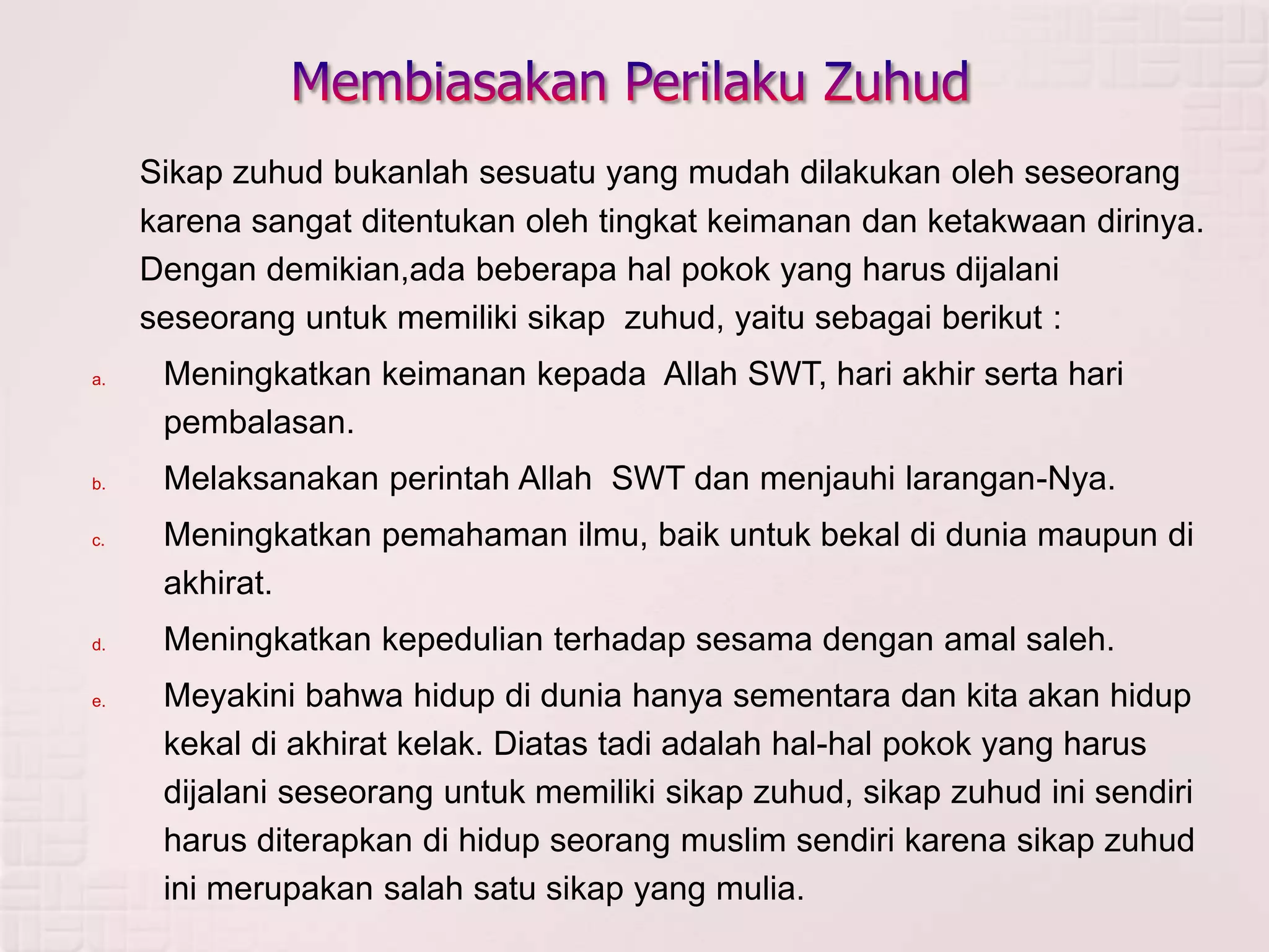 Agama Islam Grade 8 (Zuhud) | PPT