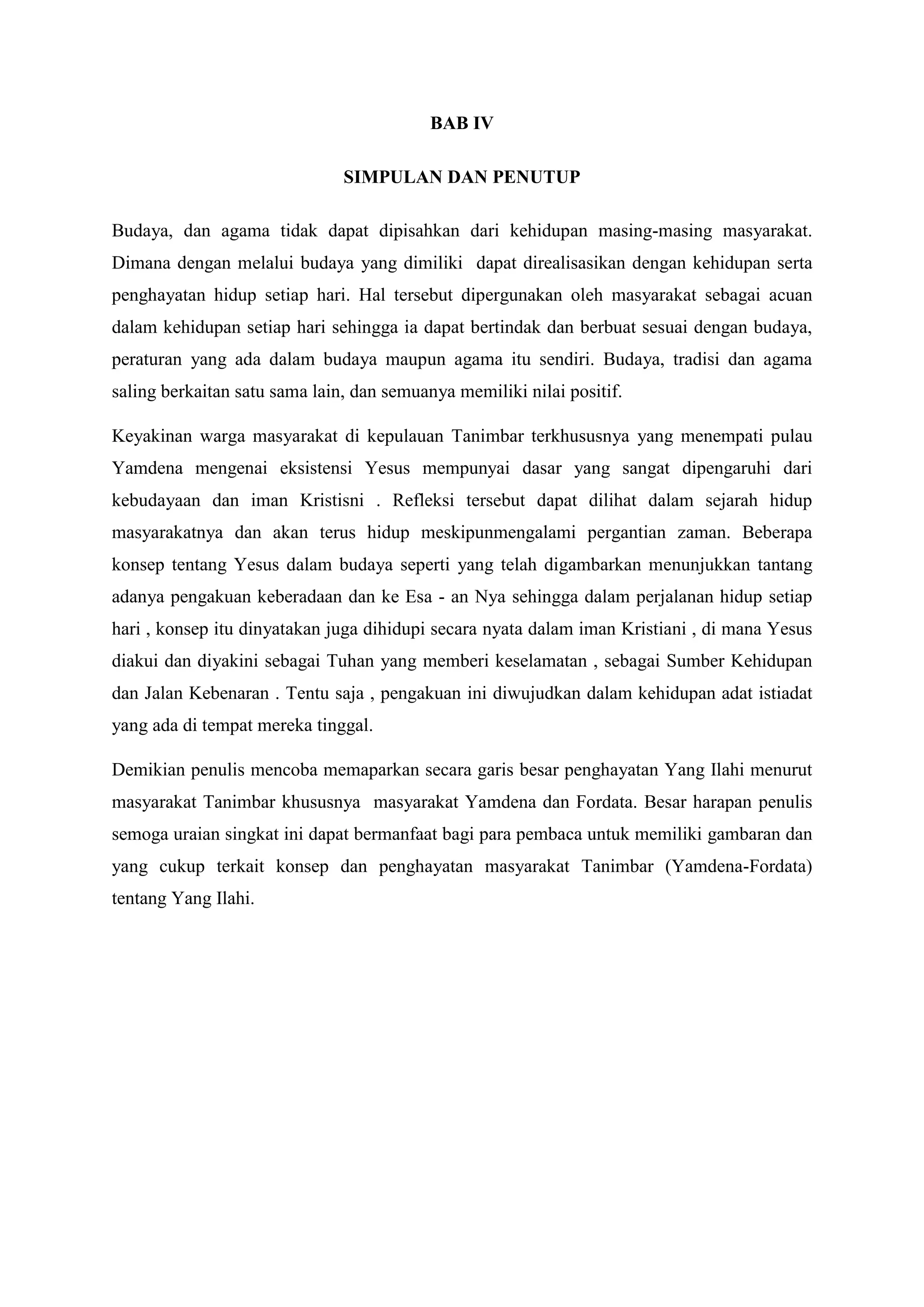 TUGAS AKHIR YESUS DALAM BUDAYA MASYARAKAT KEPULAUAN TANIMBAR PROVINSI ...