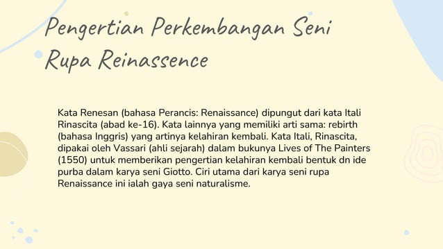 Perkembangan seni rupa era Renaissance | PPTX