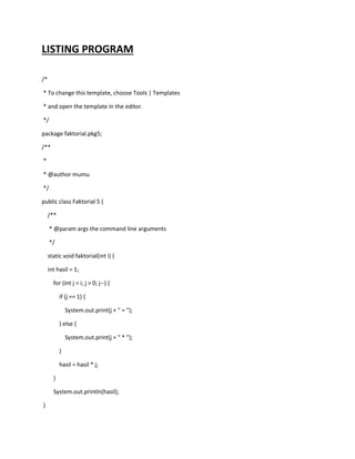 Tugas algoritma faktorial | PDF