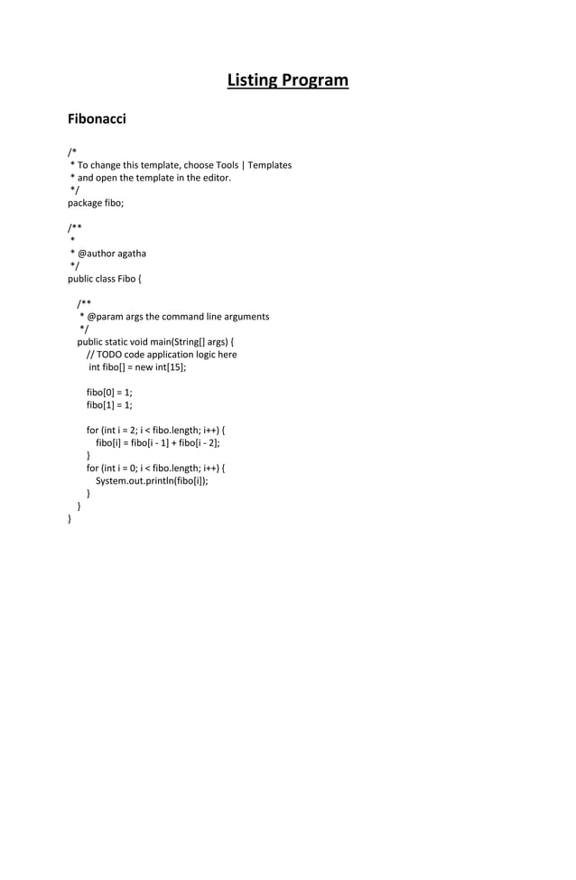 Tugas algoritma fibonacci | DOCX | Programming Languages | Computing
