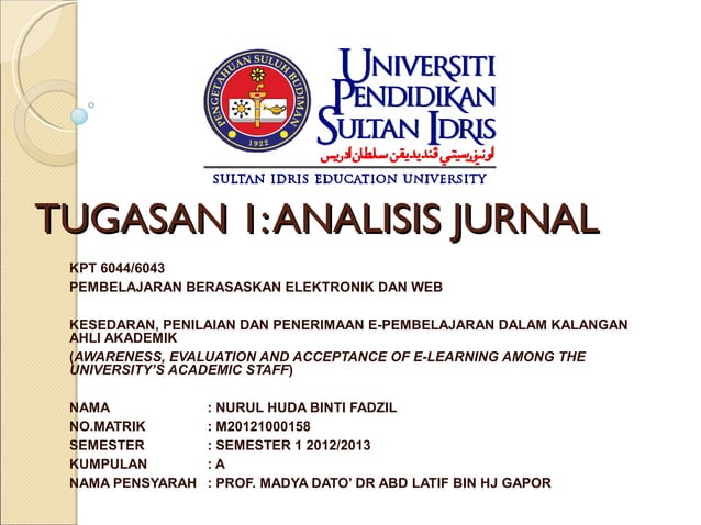 Tugasan 1-ANALISIS JURNAL | PPT
