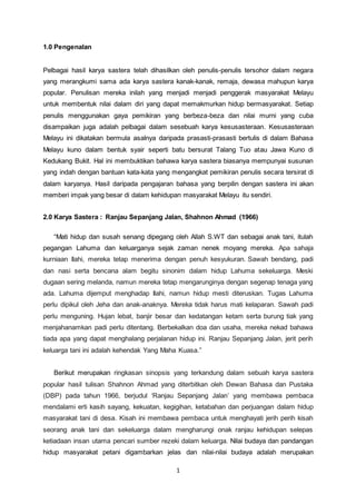 Pemikiran dan Nilai Murni dalam Karya Ranjau Sepanjang Jalan | DOCX