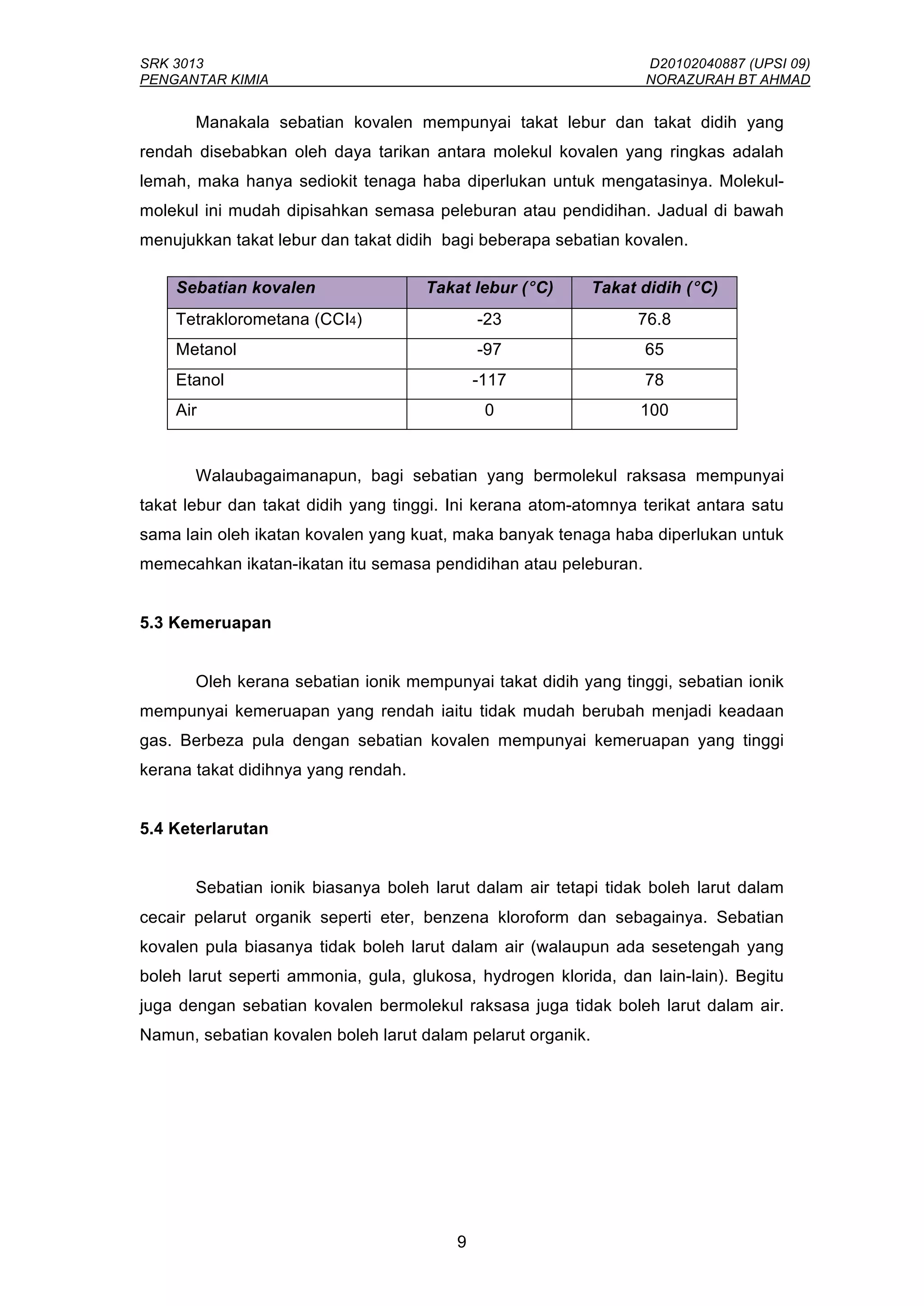 Perbezaan sebatian ionik dan kovalen | PDF
