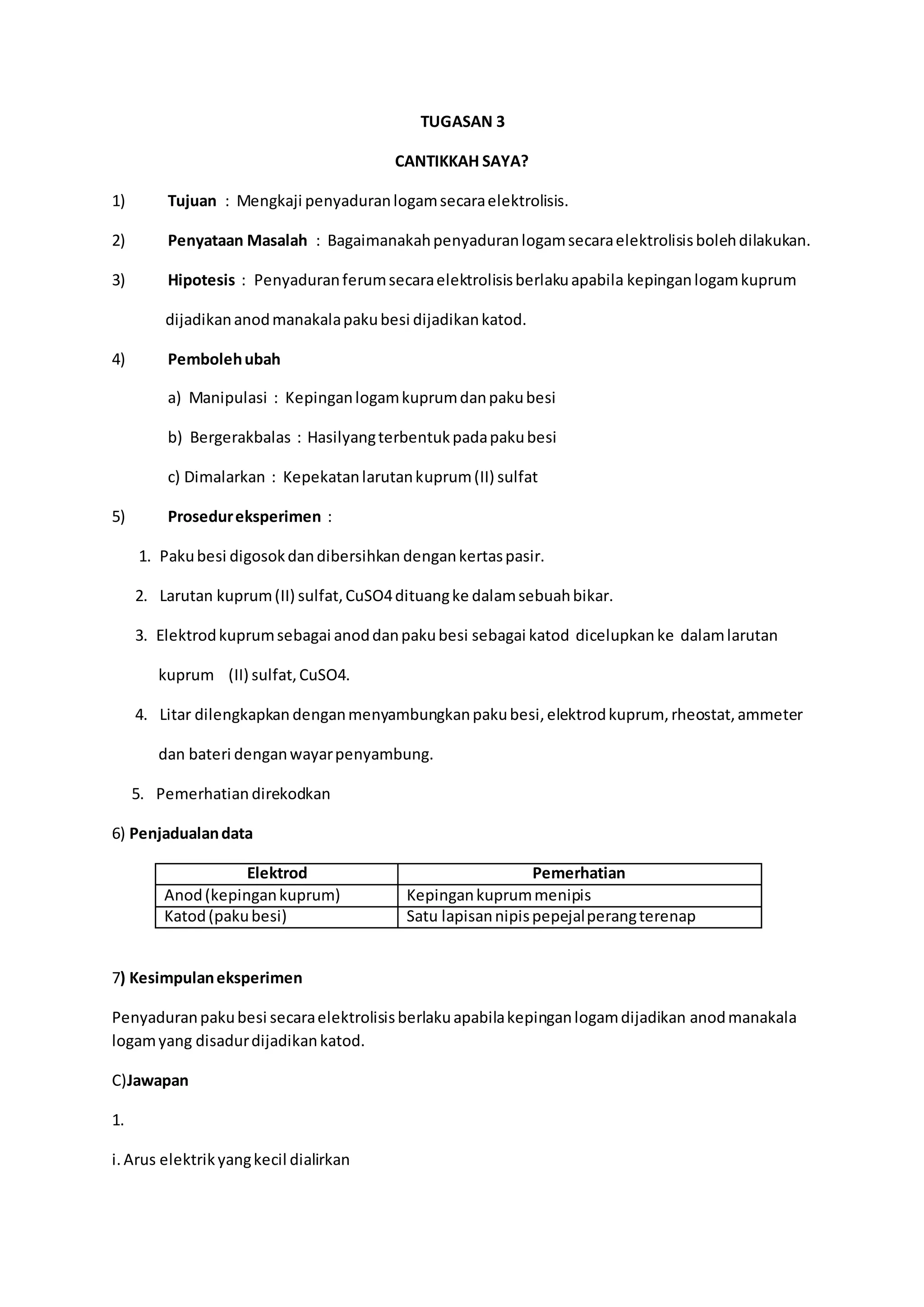Tugasan 3 penyaduran logam | PDF