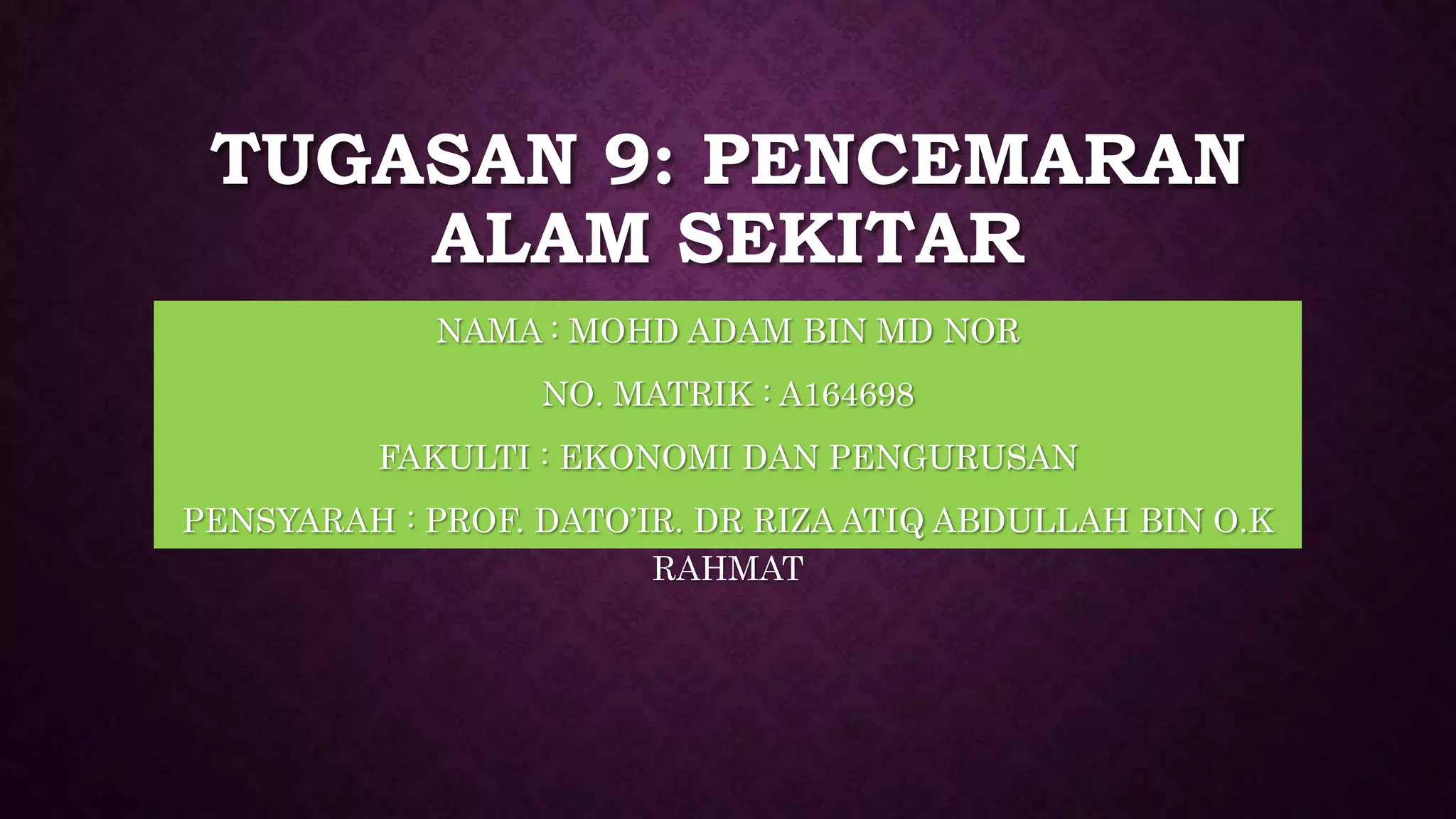 Tugasan 9 kesan kepada alam sekitar | PPTX