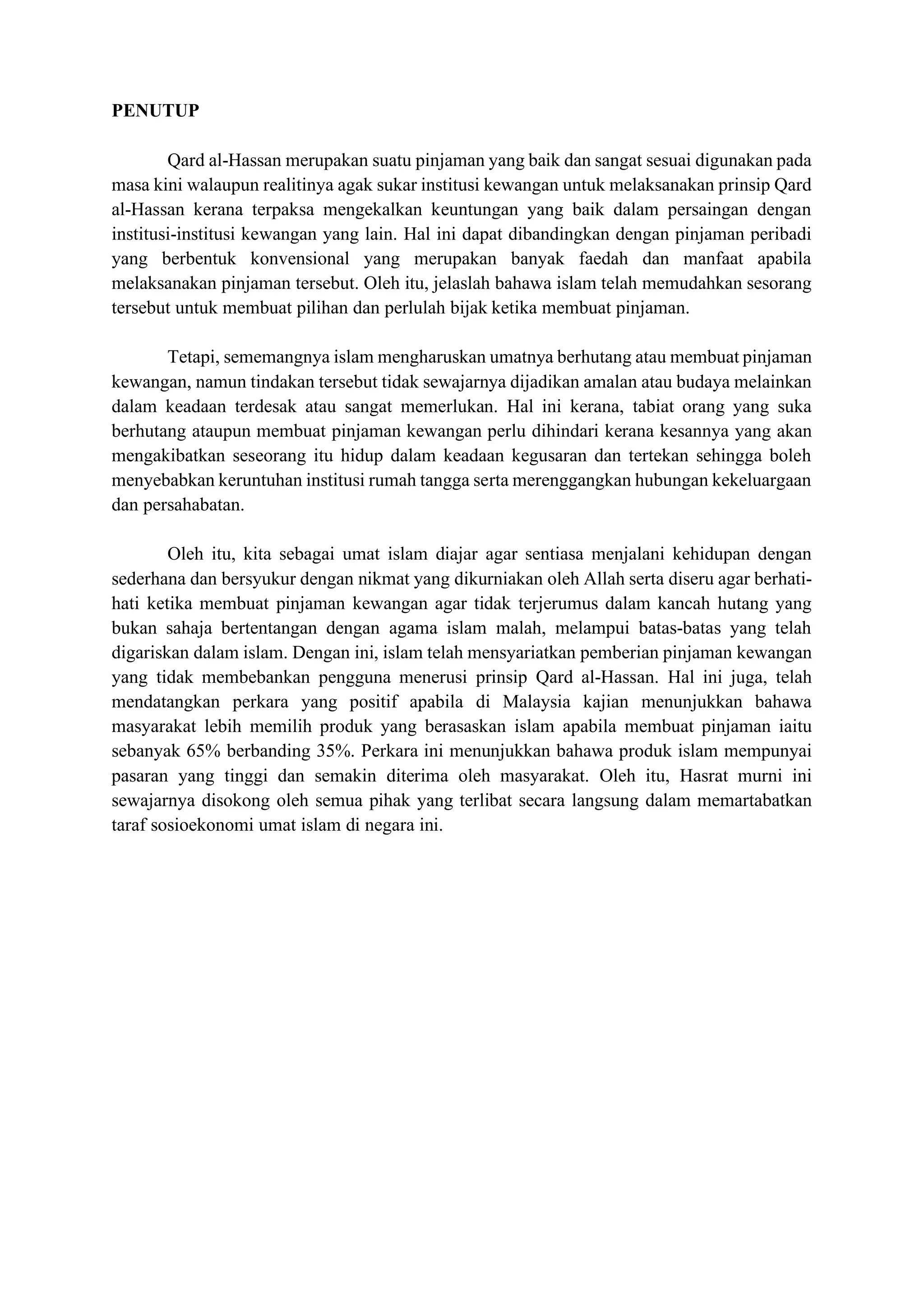 QARD AL HASAN DAN APLIKASINYA DALAM SKIM PEMBIAYAAN EKONOMI DESA (SPED ...