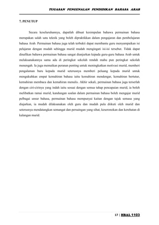 Tugasan hbal 1013 pengenalan pendidikan bahasa arab ustazah sti eshah ...