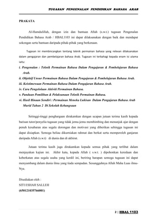 Tugasan hbal 1013 pengenalan pendidikan bahasa arab ustazah sti eshah ...