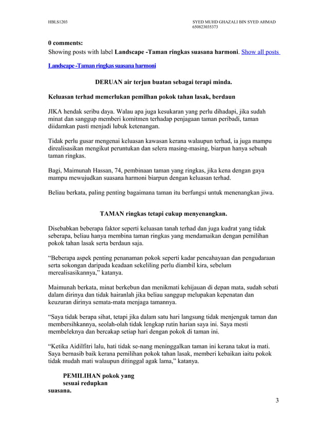 Tugasan kh landskap | DOC