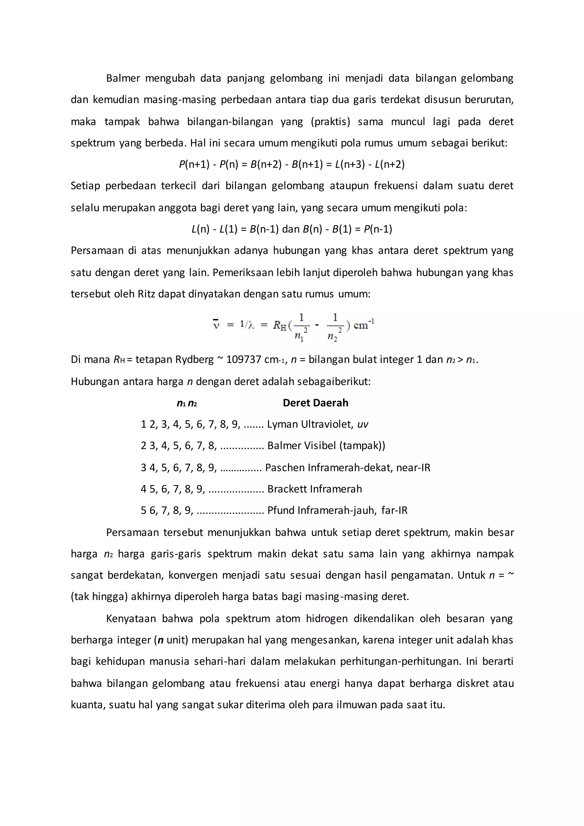 Spektrum Garis Atom Hidrogen | DOCX
