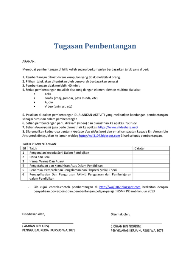 Tugasan pembentangan waj3073 | PDF