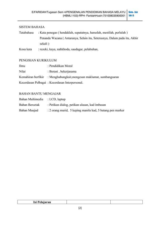 Tugasan rph bahasa melayu | PDF