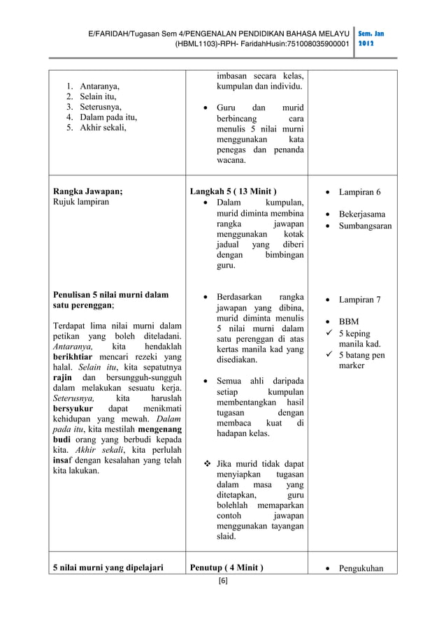 Tugasan rph bahasa melayu | PDF