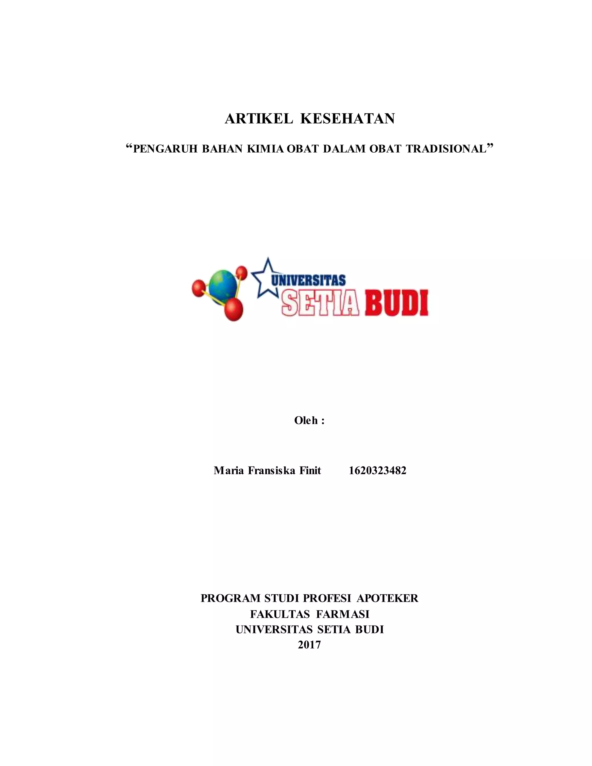 Bahaya Bahan Kimia Obat (BKO) dalam Obat Tradisional | DOCX
