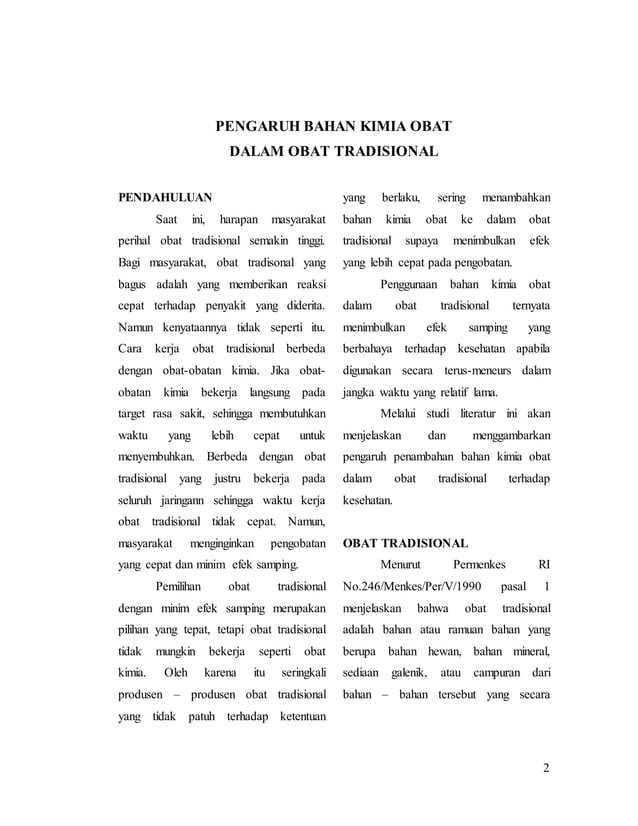 Bahaya Bahan Kimia Obat (BKO) dalam Obat Tradisional | DOCX