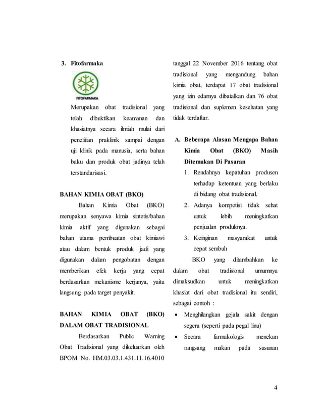 Bahaya Bahan Kimia Obat (BKO) dalam Obat Tradisional | DOCX