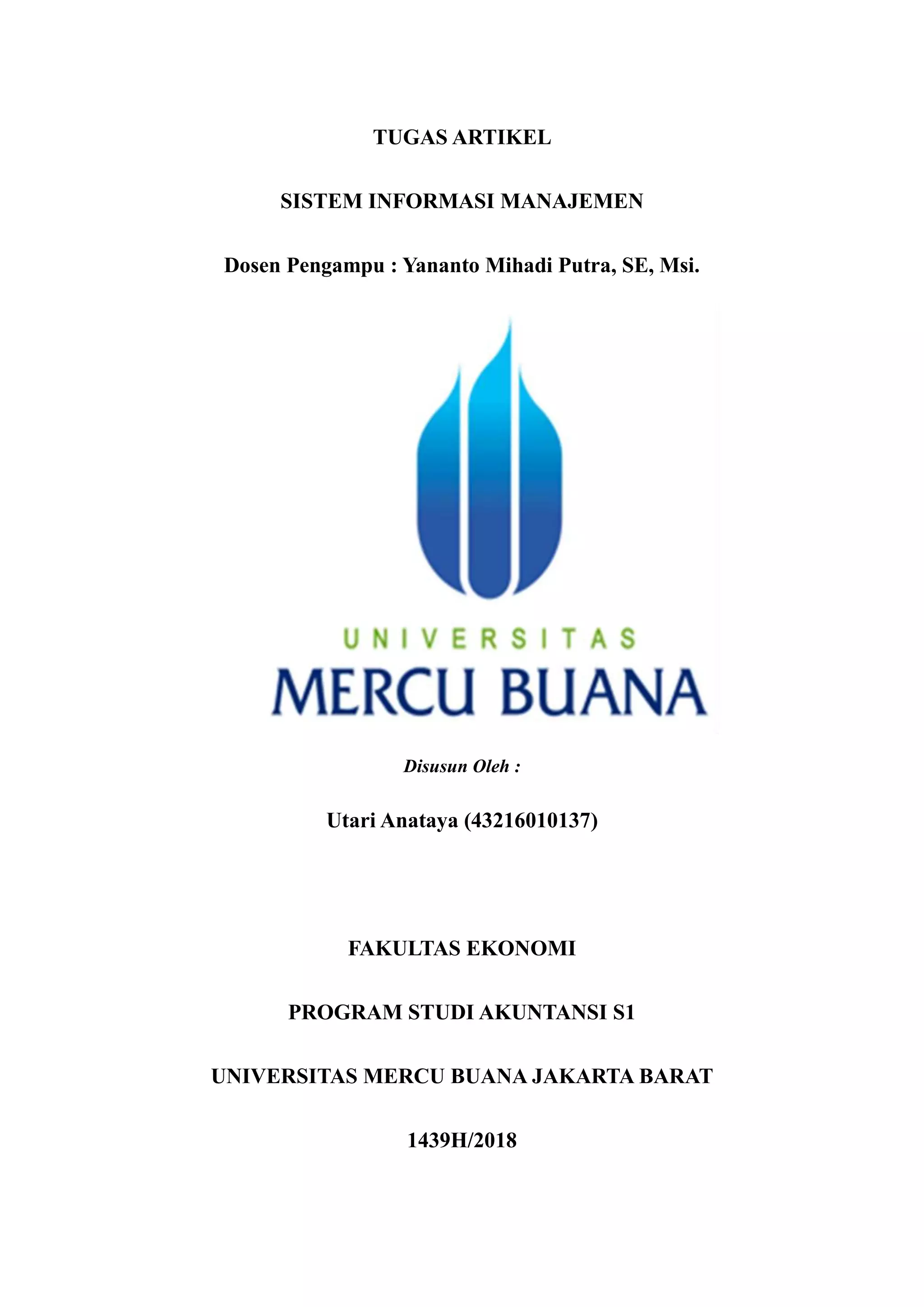 TUGAS SIM, UTARI ANATAYA, YANANTO MIHADI PUTRA SE, M.Si, PENGENALAN E ...