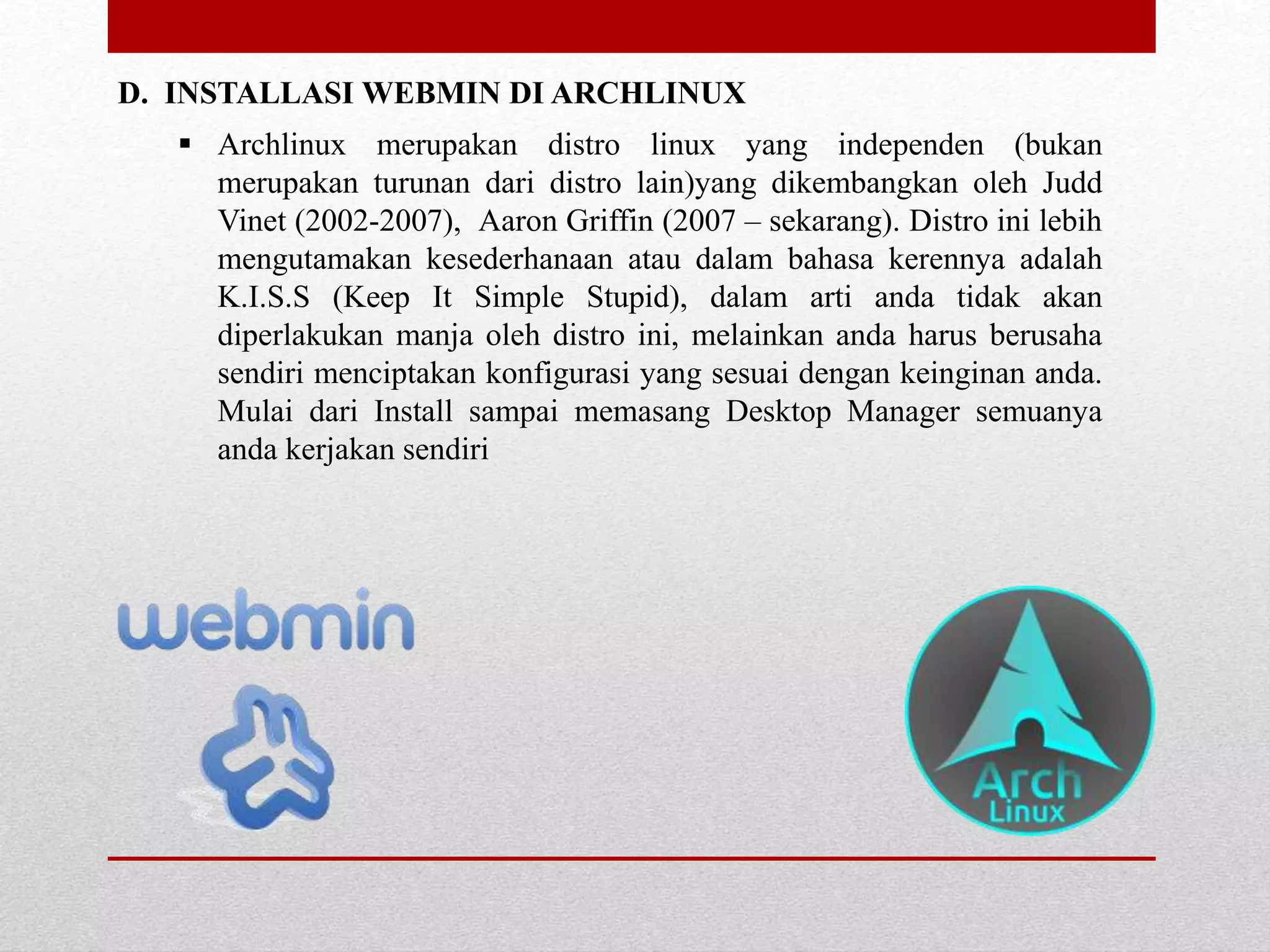 installasi webmin di archlinux | PPTX