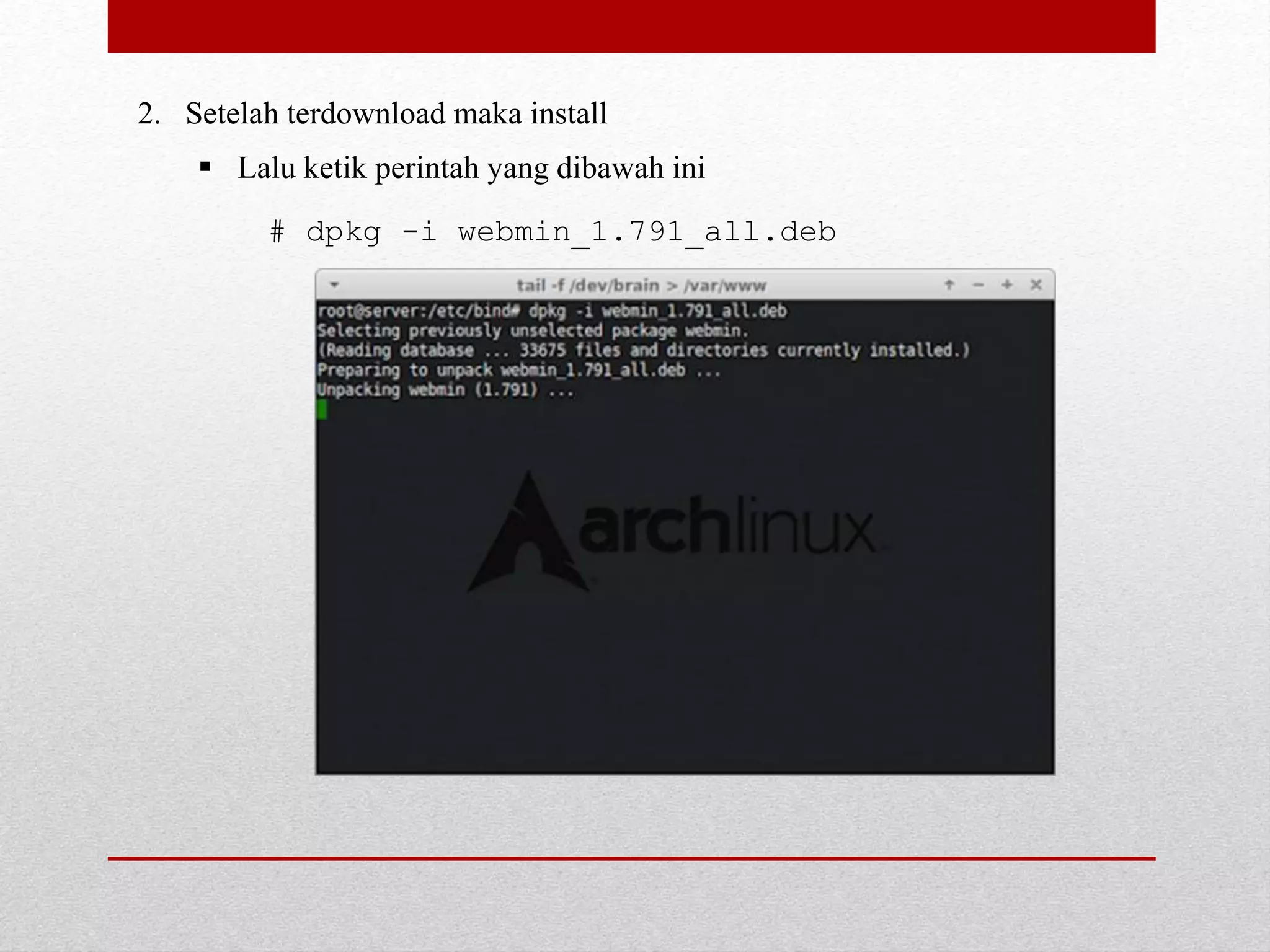 installasi webmin di archlinux | PPTX