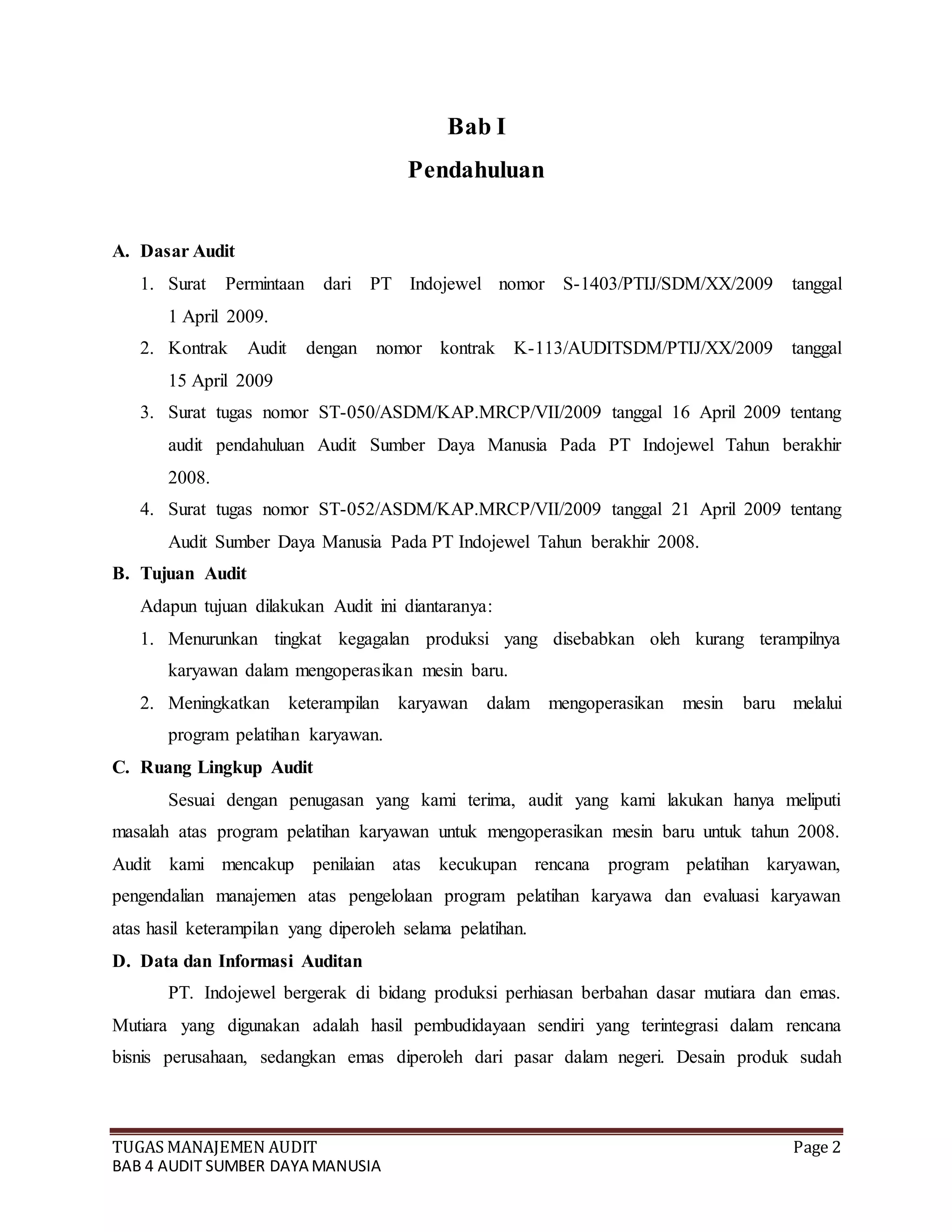 Latihan Audit manajemen | DOCX