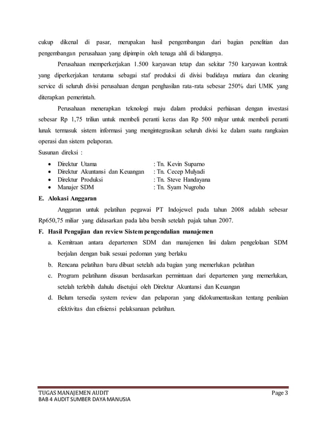 Latihan Audit manajemen | DOCX