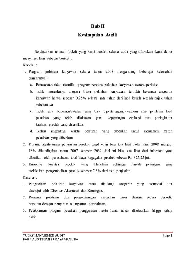 Latihan Audit manajemen | DOCX
