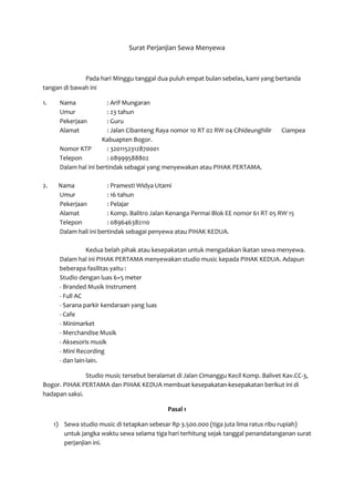 Tugas b.indo surat perjanjian | PDF