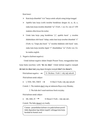 RUMUS SIMPLE PRESENT TENSE | PDF
