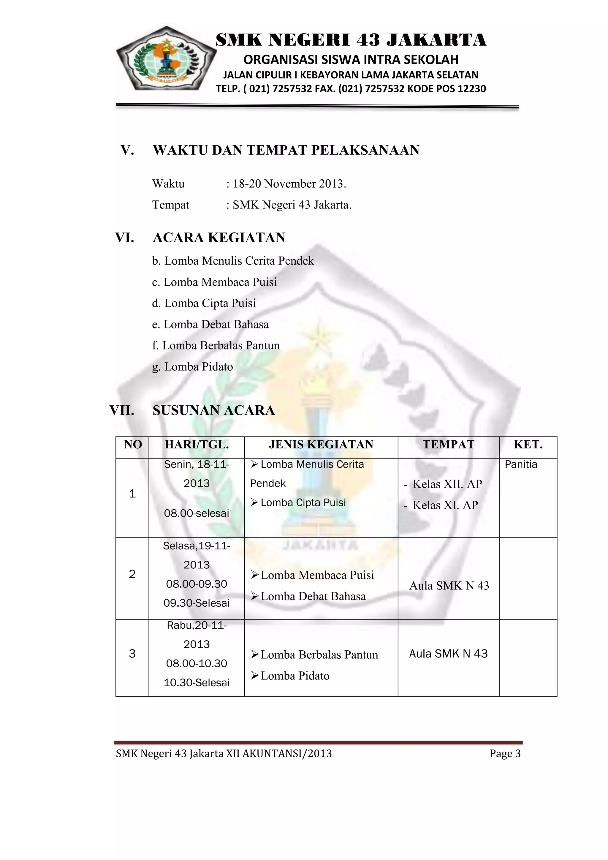 Contoh Proposal Tugas Bahasa Indonesia | PDF