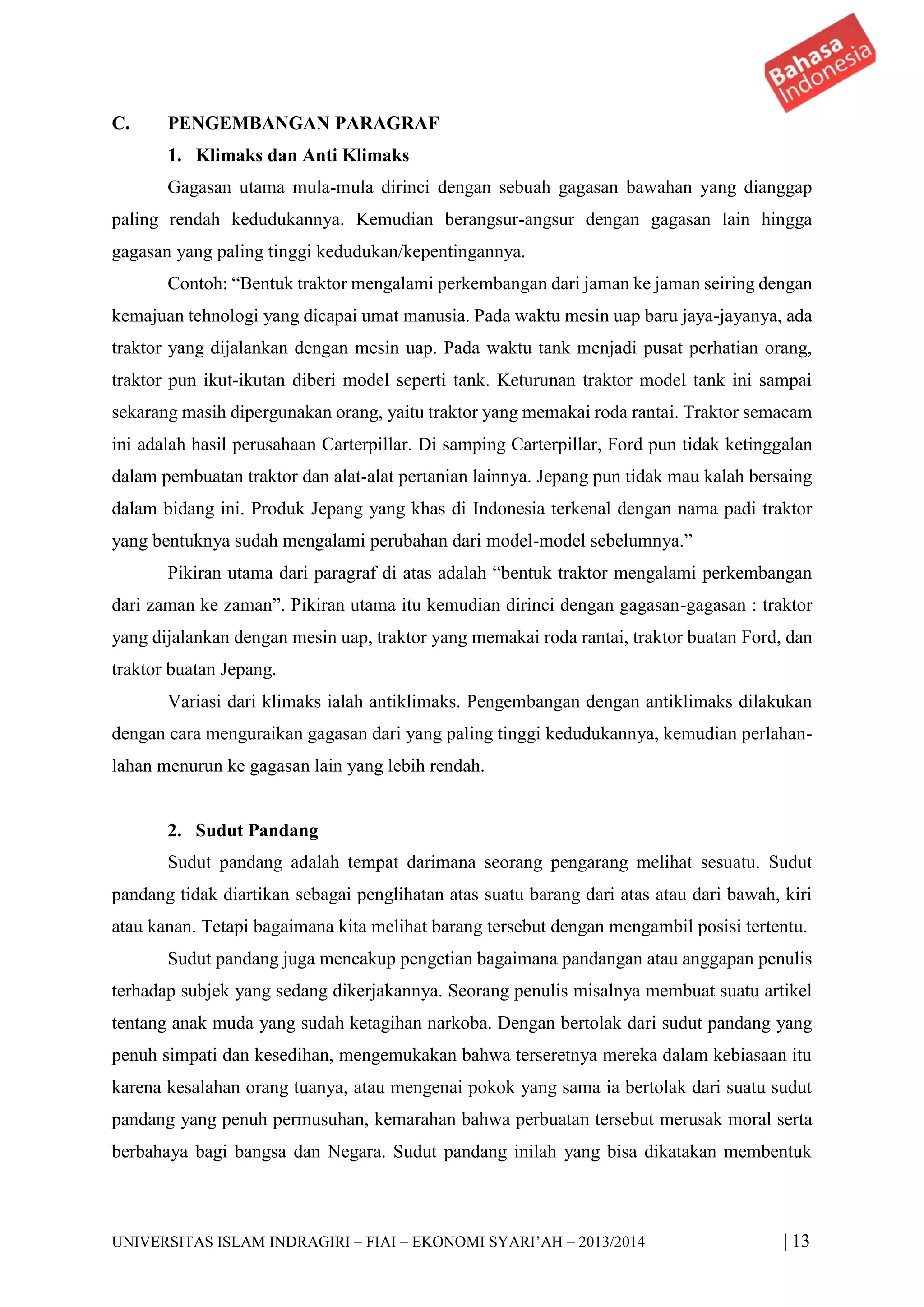 Struktur, Jenis dan Pengembangan Paragraf | PDF